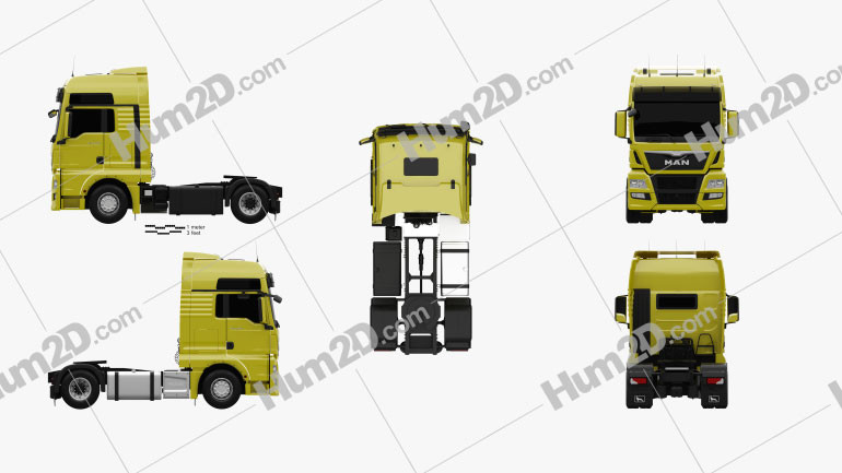 MAN TGX Tractor Truck 2012 Clipart and Blueprint - Download Vehicles ...