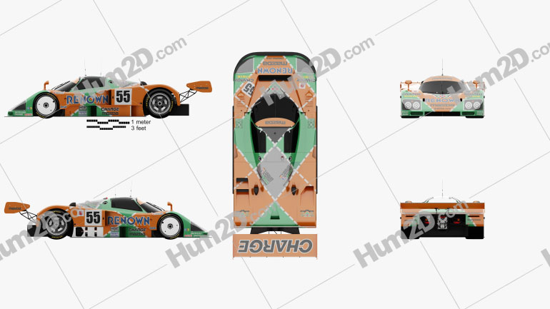 Mazda 787B 1991 Clipart and Blueprint - Download Vehicles Clip Art ...