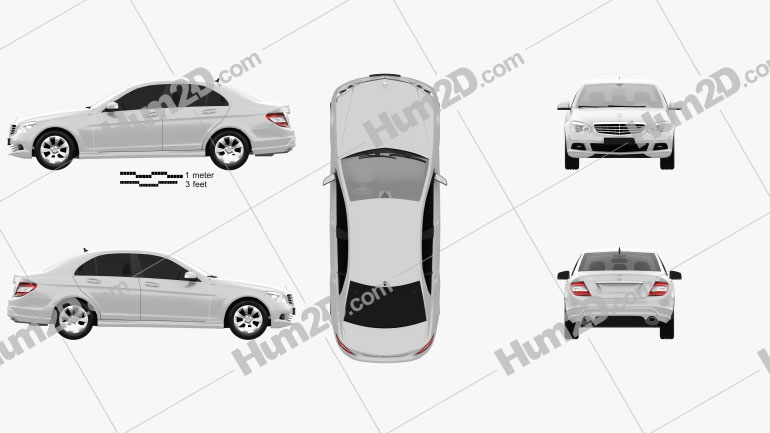 Mercedes-Benz C-Class 2010 Clipart and Blueprint - Download Vehicles ...