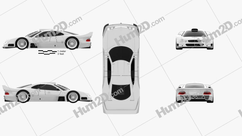 Mercedes-Benz CLK-class GTR AMG 1999 Clipart and Blueprint - Download ...