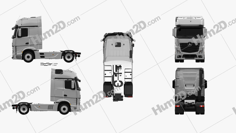 Mercedes-Benz Actros 1851 Tractor Truck 2013 Clipart and Blueprint ...