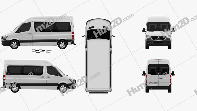 Mercedes-Benz Sprinter Passenger Van 2013 Clipart and Blueprint ...