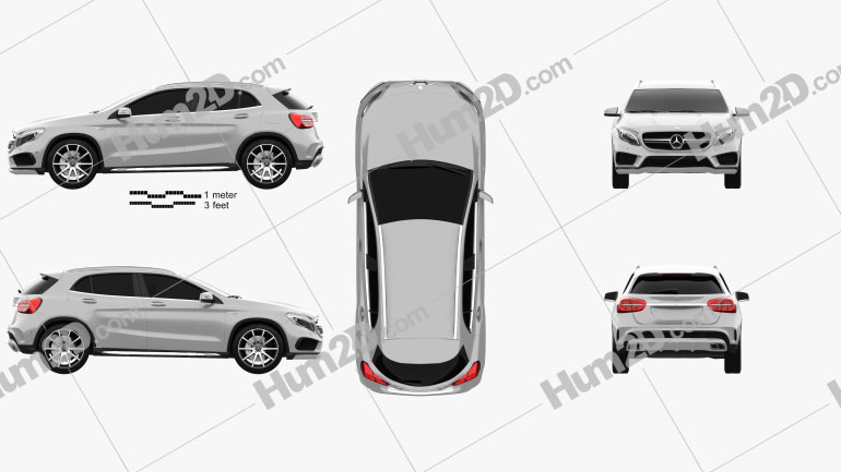 Mercedes-Benz GLA-Class 45 AMG 2014 Clipart and Blueprint - Download ...