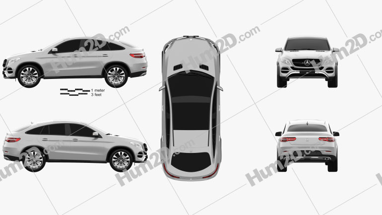 Mercedes-Benz GLE-Class coupe 2014 Clipart and Blueprint - Download ...