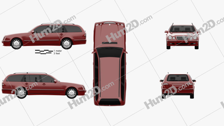 Mercedes-Benz E-class wagon 1999 Clipart and Blueprint - Download ...