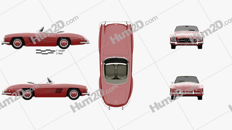 Mercedes-Benz 300 SL 1957 Clipart and Blueprint - Download Vehicles ...