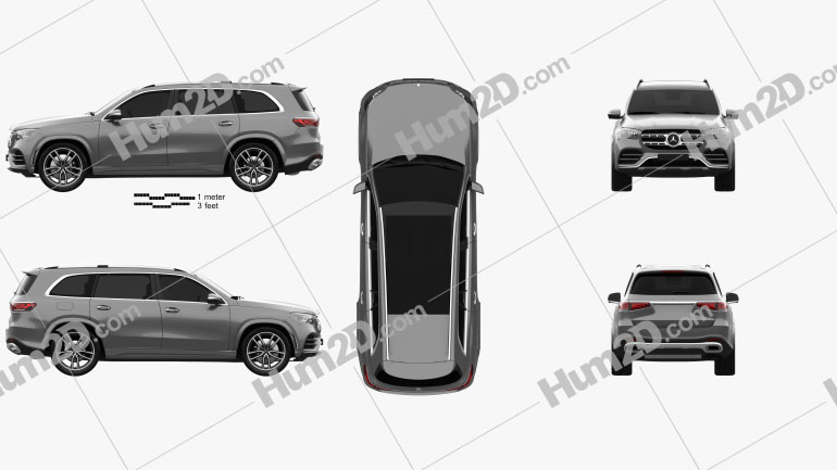 Mercedes-Benz GLS-class AMG-Line 2019 Clipart and Blueprint - Download ...