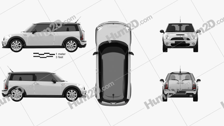 Mini Cooper S Clubman 2011 Clipart and Blueprint - Download Vehicles ...
