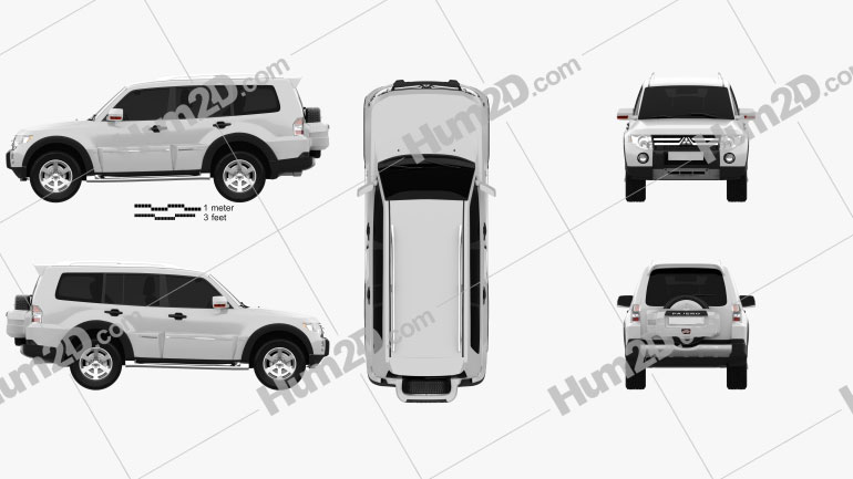 Mitsubishi Pajero Wagon 5-door 2009 Clipart and Blueprint - Download ...
