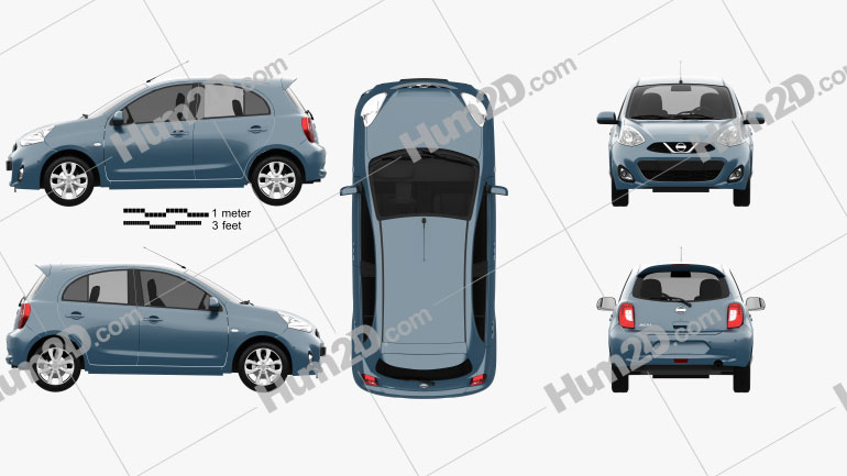 Nissan Micra 2014 Clipart and Blueprint - Download Vehicles Clip Art ...