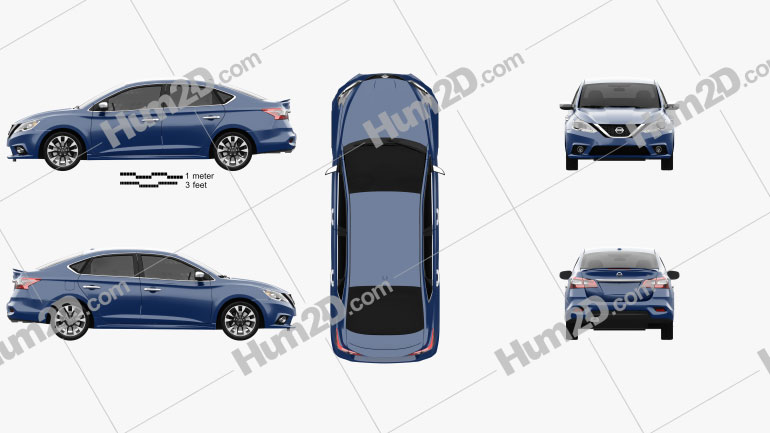 Nissan Sentra SR 2016 Clipart and Blueprint - Download Vehicles Clip ...