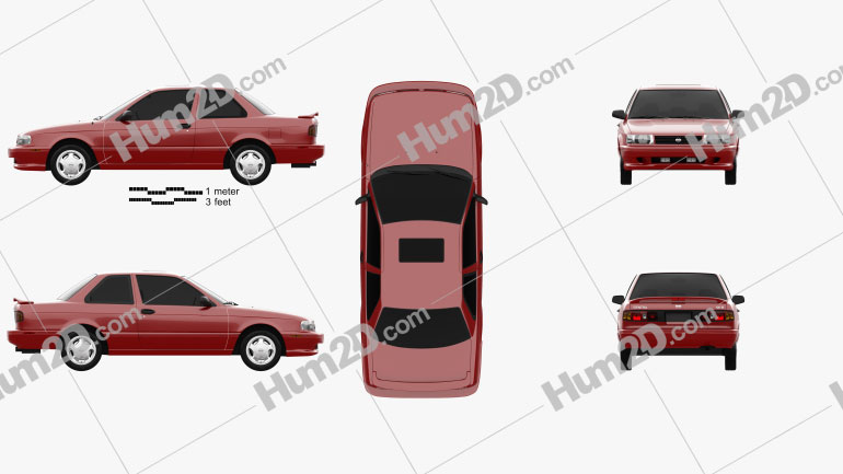 Nissan Sentra SE-R coupe 1990 Clipart and Blueprint - Download Vehicles ...