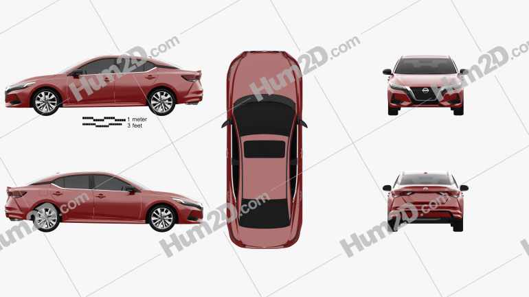 Nissan Sentra SL 2020 Clipart and Blueprint - Download Vehicles Clip ...
