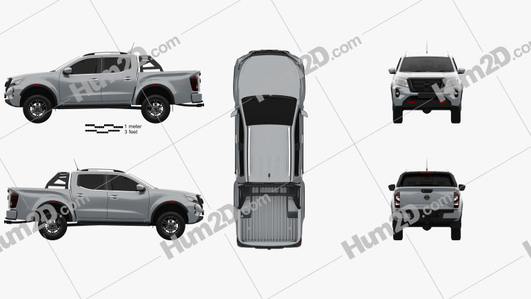 Nissan Navara Double Cab PRO 4X 2020 Clipart and Blueprint - Download ...