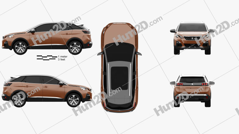 Peugeot 3008 Clipart and Blueprints for Download