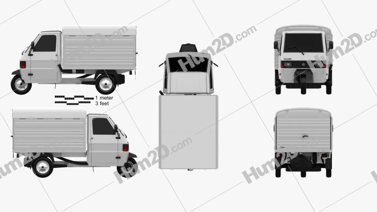 Piaggio Ape TM Panel Van 2016 Clipart and Blueprint - Download Vehicles ...