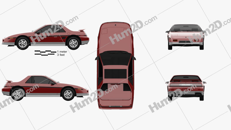 Pontiac Fiero GT 1985 Clipart and Blueprint - Download Vehicles Clip ...