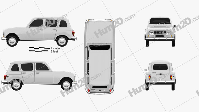 Renault 4 (R4) hatchback 1974 Clipart and Blueprint - Download Vehicles ...
