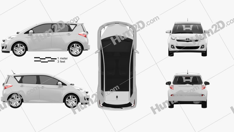 Toyota Ractis (Verso S) 2012 Clipart and Blueprint - Download Vehicles ...