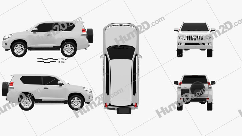 Toyota Land Cruiser Prado 3-door 2011 Clipart and Blueprint - Download ...