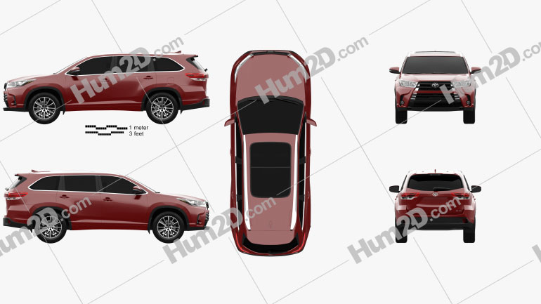 Toyota Highlander SE 2016 Clipart and Blueprint - Download Vehicles ...