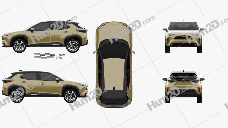 Toyota Yaris Cross Hybrid 2020 Clipart and Blueprint - Download ...