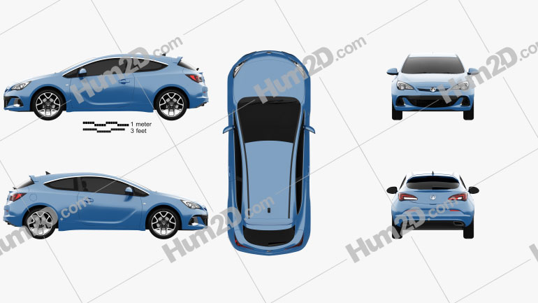 Vauxhall Astra VXR 2012 Clipart and Blueprint - Download Vehicles Clip ...