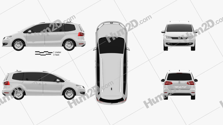 Volkswagen Sharan (Typ 7N) 2010 Clipart and Blueprint - Download ...