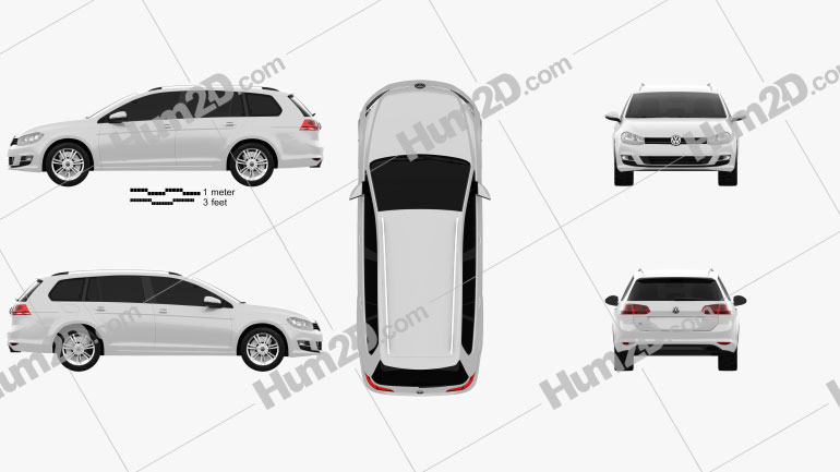 Volkswagen Golf Mk7 variant 2014 Clipart and Blueprint - Download ...
