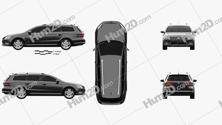 Volkswagen Passat (B7) variant 2011 Clipart and Blueprint - Download ...