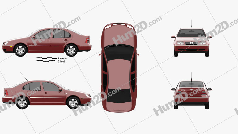 Volkswagen Jetta Sedan 2003 Clipart and Blueprint - Download Vehicles ...