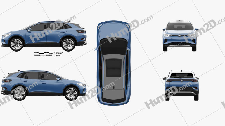 Volkswagen ID.4 2020 Clipart and Blueprint - Download Vehicles Clip Art ...