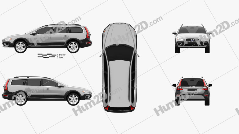 Volvo XC70 2011 Clipart and Blueprint - Download Vehicles Clip Art ...