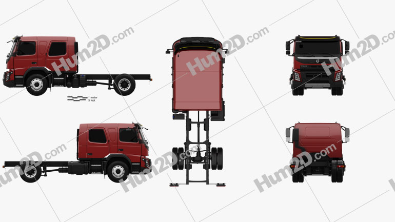 Volvo FMX Crew Cab Chassis Truck 2014 Clipart and Blueprint - Download ...