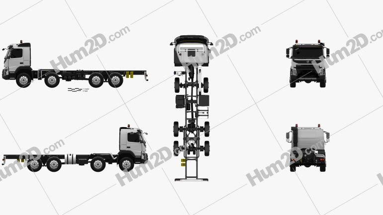 Volvo FMX Chassis Truck 4-axle 2013 Clipart and Blueprint - Download ...