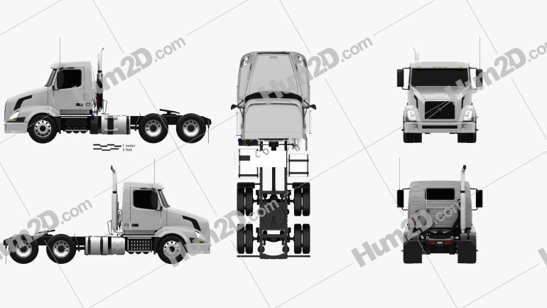 Volvo VNL (300) Tractor Truck 2011 Clipart and Blueprint - Download ...